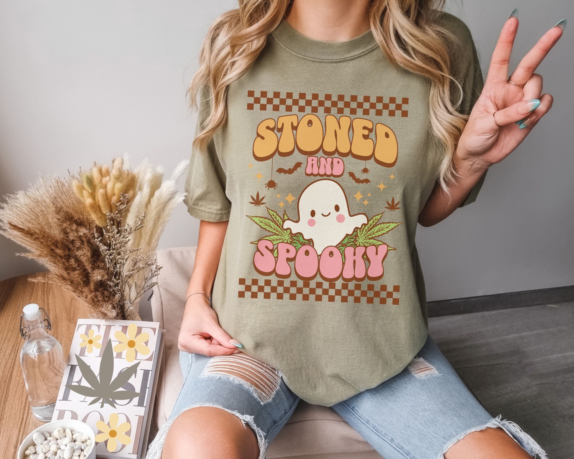 Stoned and Spooky, Halloween 420 T-shirt, Cannabis Girl Tshirt, Gift ...