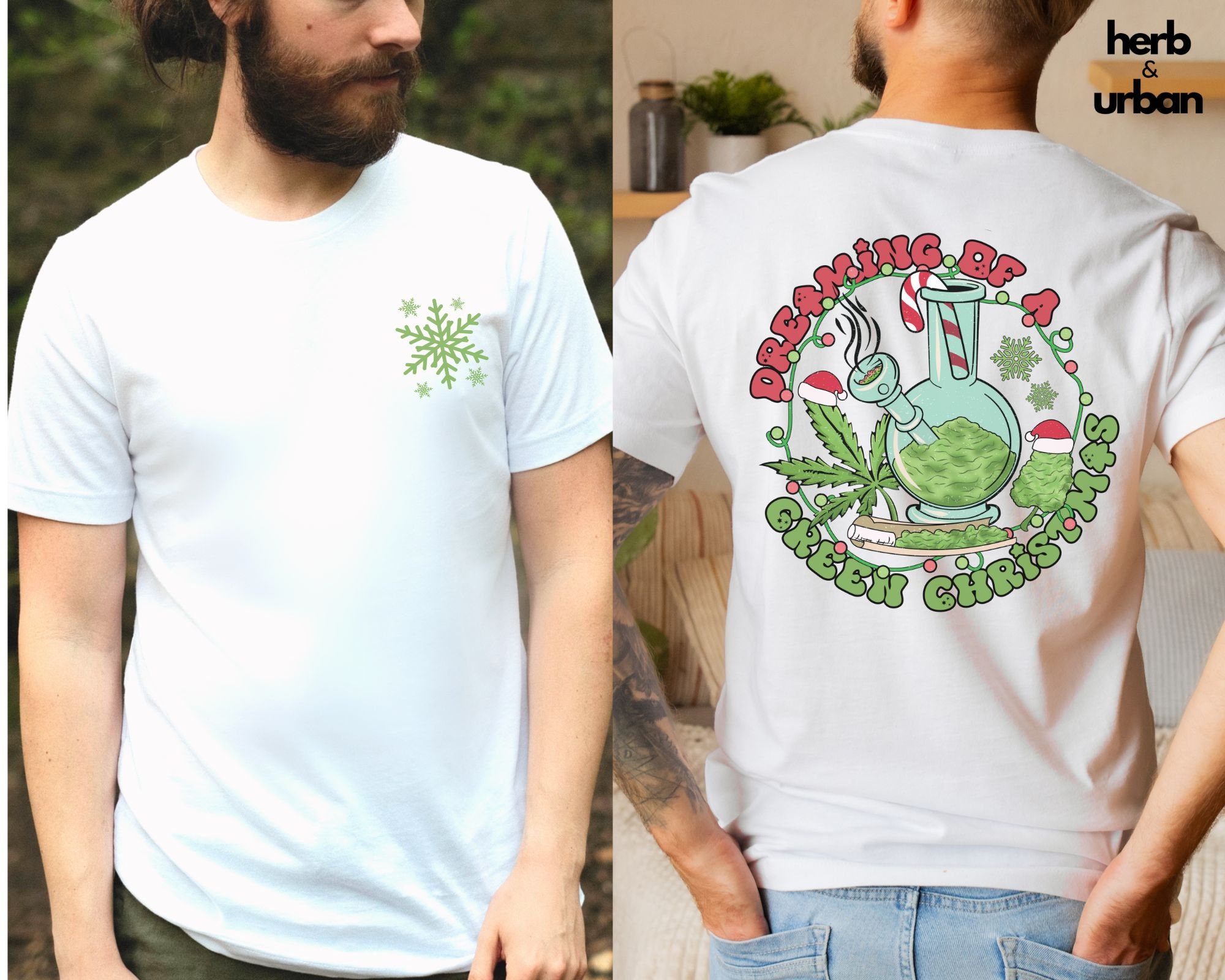 Dreaming of a Green Christmas Weed Shirt, Funny 420 Holiday Tee, Stoner ...