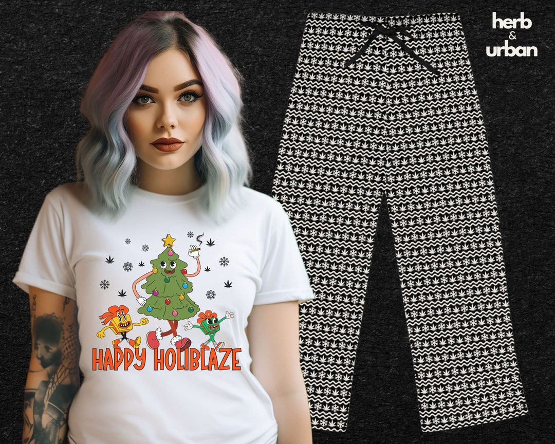 Matching Stoner Christmas Pajama Set, Xmas Weed Adult Pajamas, Gift for ...