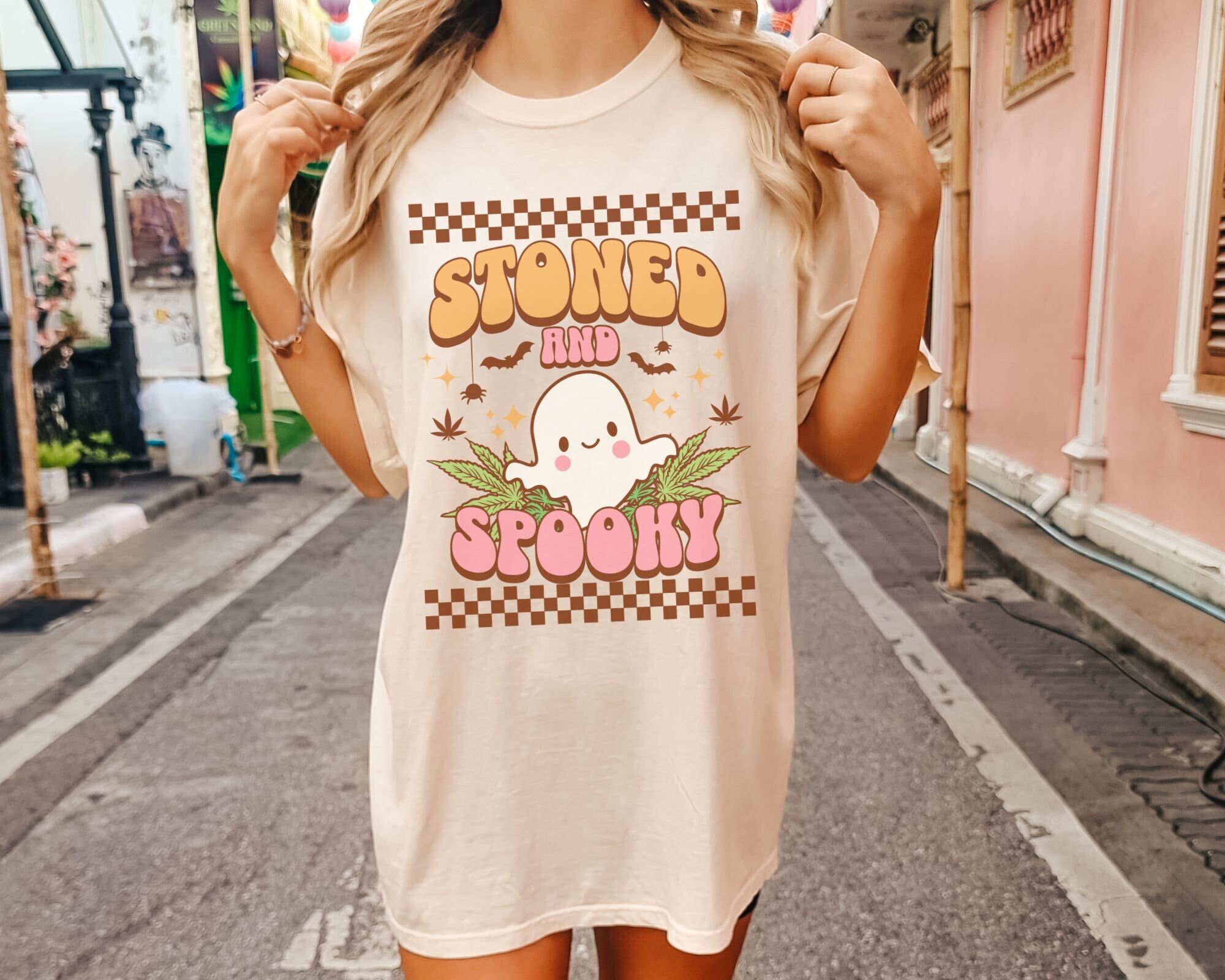 Stoned and Spooky Halloween 420 T-shirt Cannabis Girl - Etsy