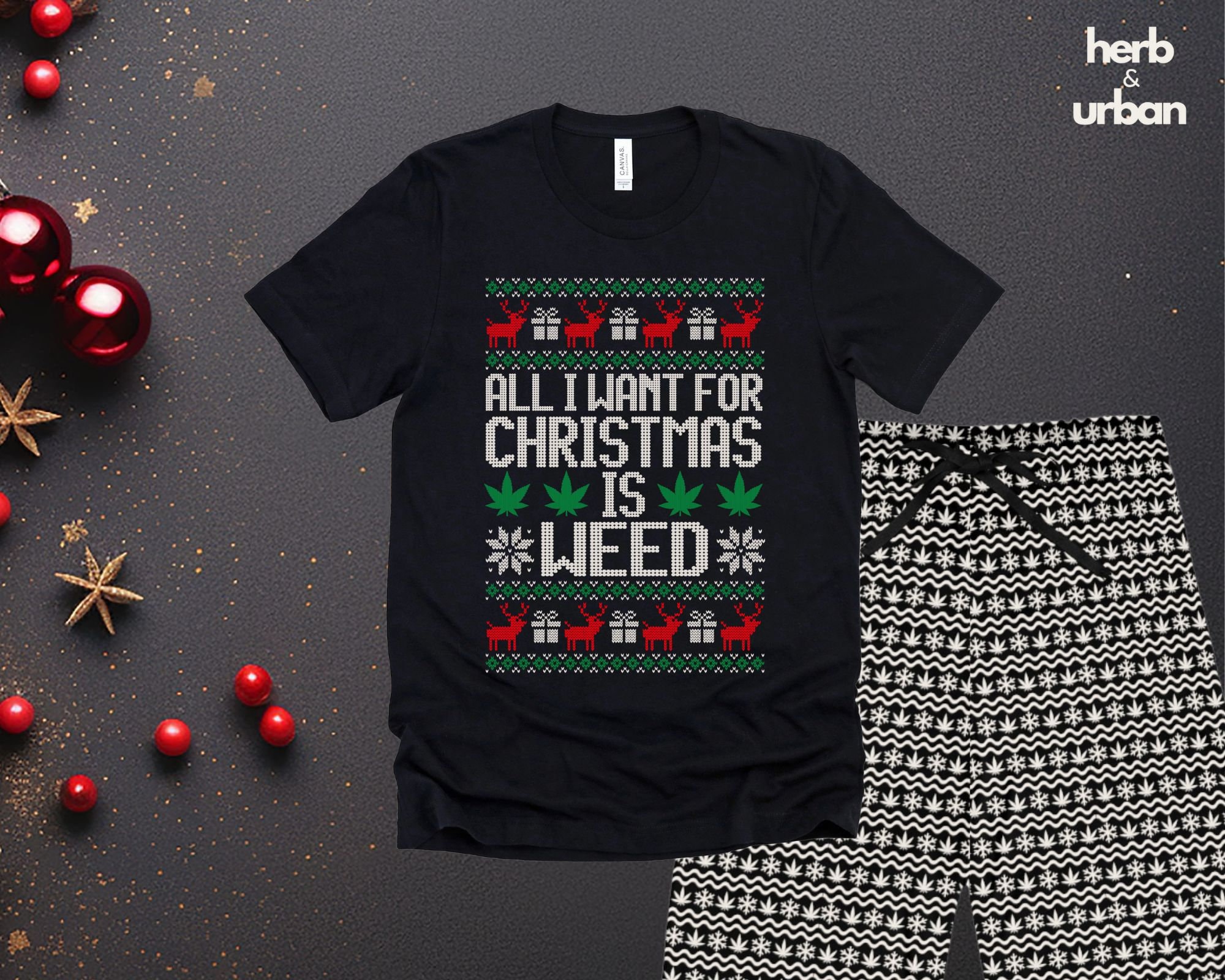 Matching Stoner Christmas Pajama Set, Xmas Weed Adult Pajamas, Gift for ...