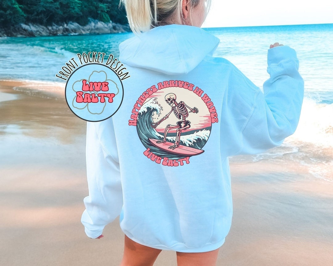 Retro Beach Beach and Surf Shop, Forever Summer Hoodie, Live Salty Cozy ...