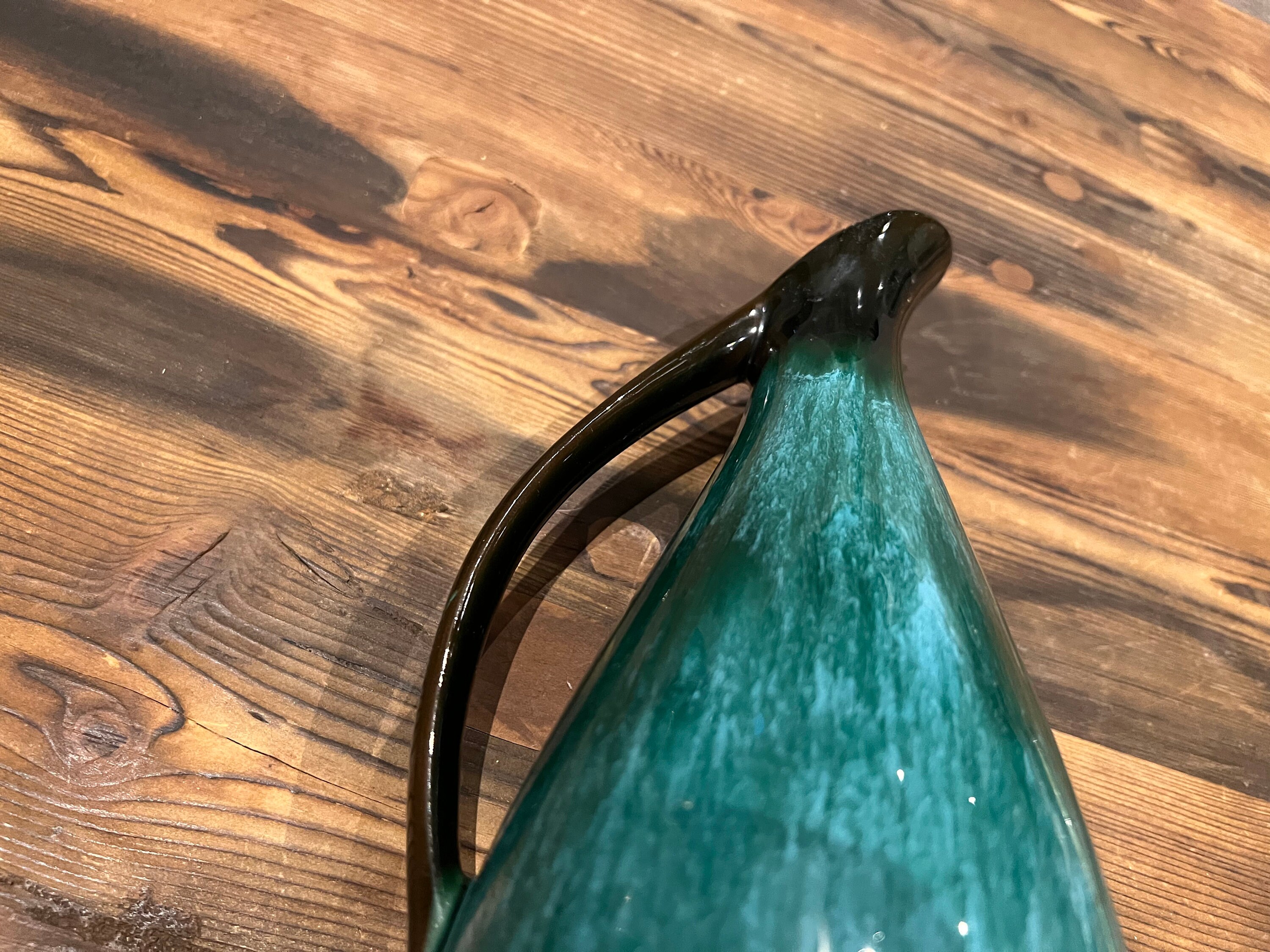 Blue Mountain Pottery Pitcher Blue Teal Black Drip Mid Century - Etsy