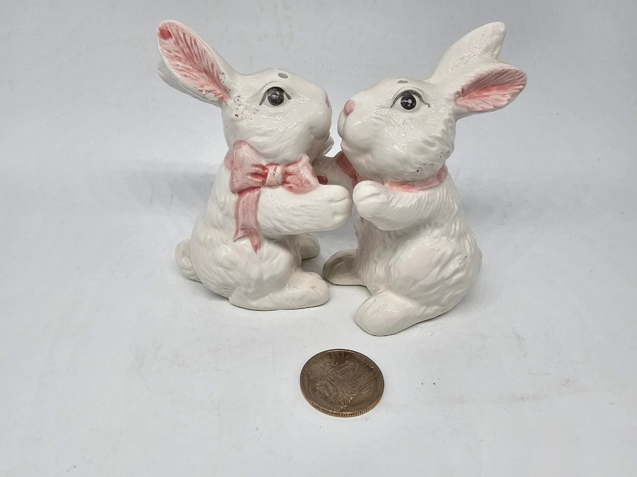 Vintage White Bunny Rabbits Hugging Salt & Pepper Shakers Made in ...