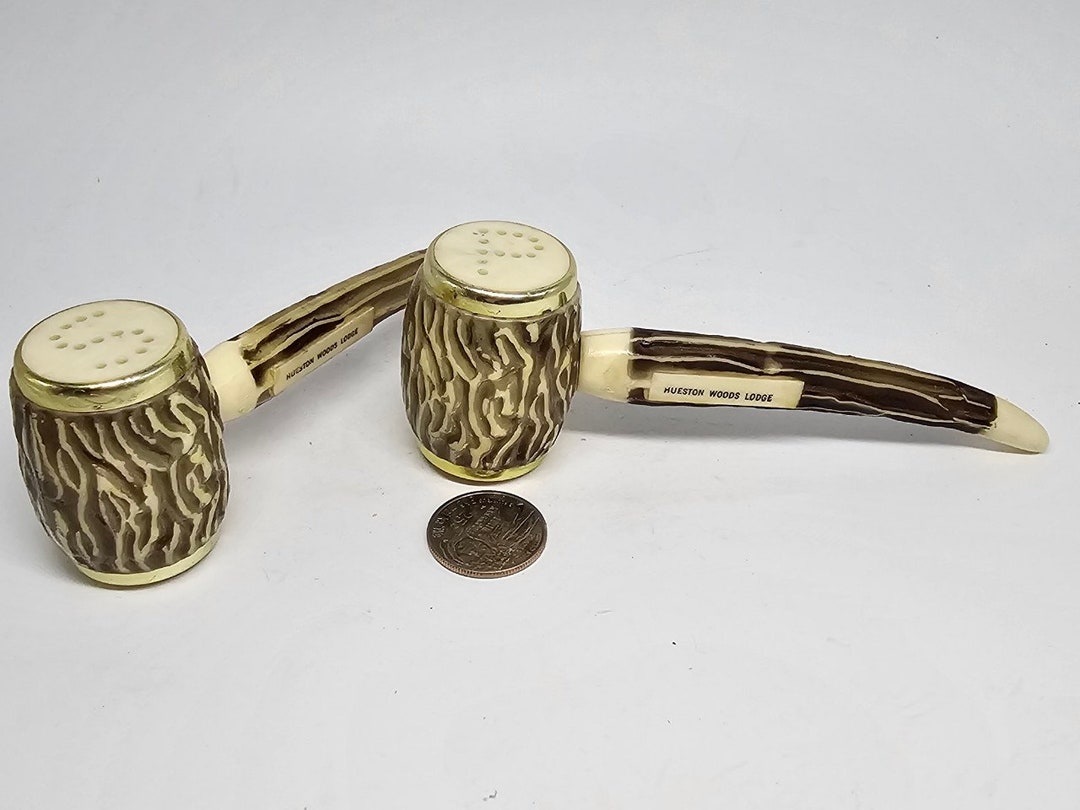 Vintage Faux Bone Missouri Souvenir Stag Horn Corn Cob Pipe Salt Pepper ...