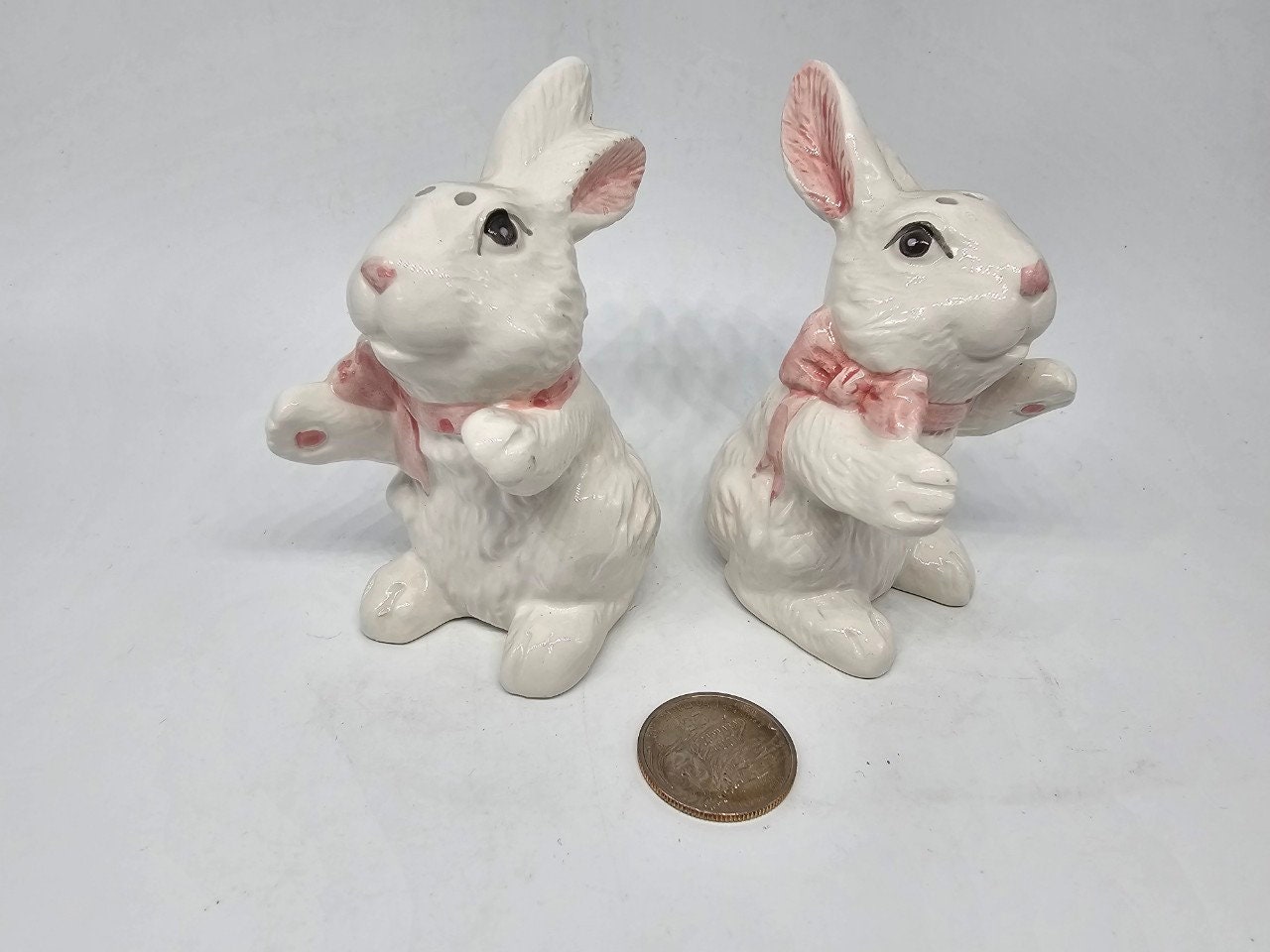 Vintage White Bunny Rabbits Hugging Salt & Pepper Shakers Made in ...