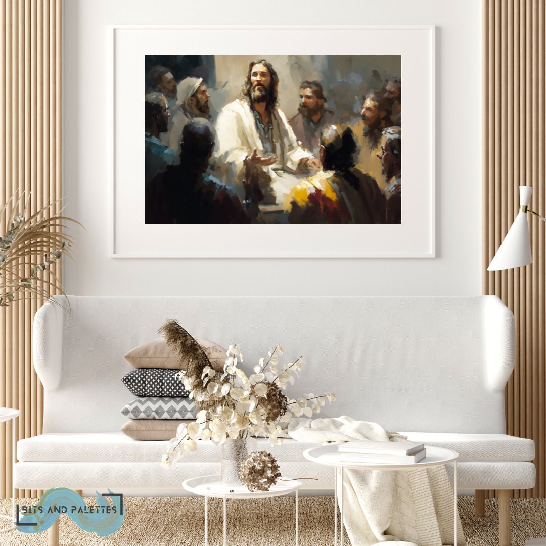 Jesus Preaching Digital Wall Art Digital Decoration Printable Oil ...