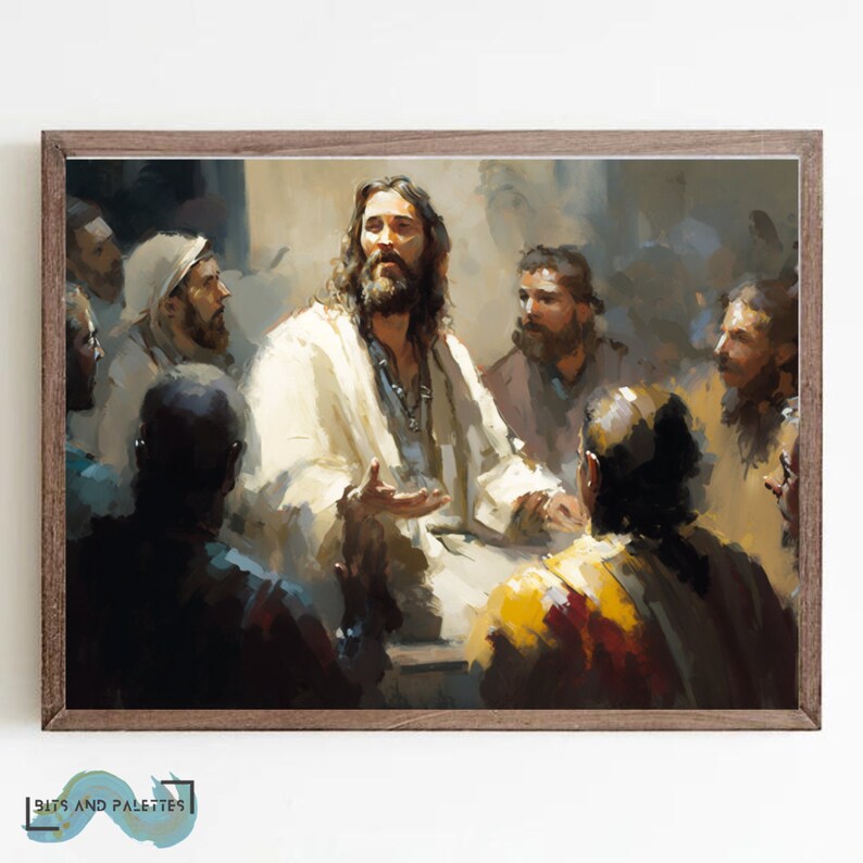 Jesus Preaching Digital Wall Art Digital Decoration Printable Oil ...
