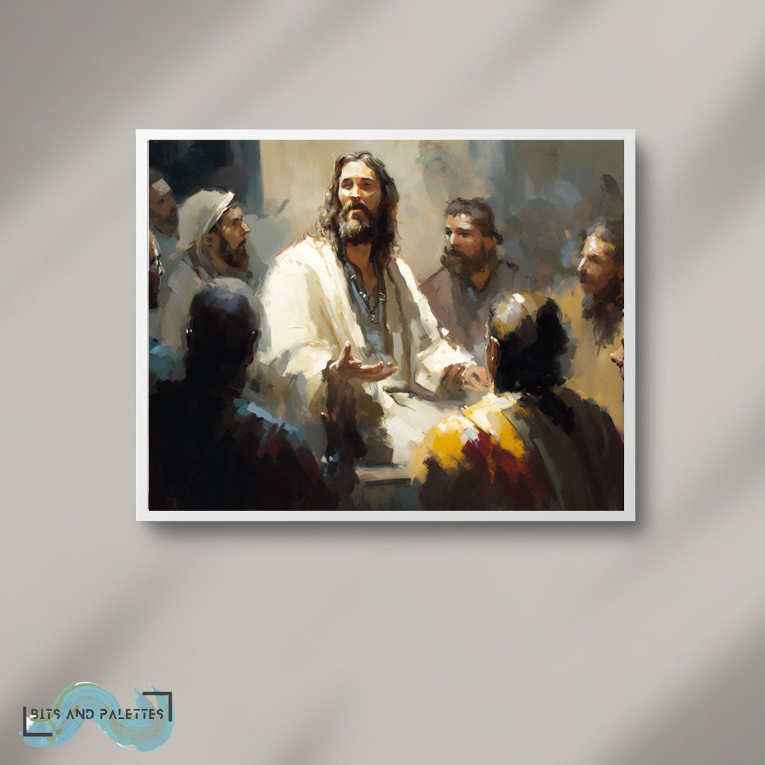 Jesus Preaching Digital Wall Art Digital Decoration Printable Oil ...