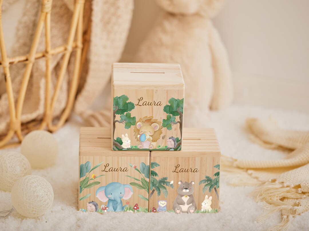 Cute Child Money Box Personalized, Custom Wooden Piggy Bank for Girls ...