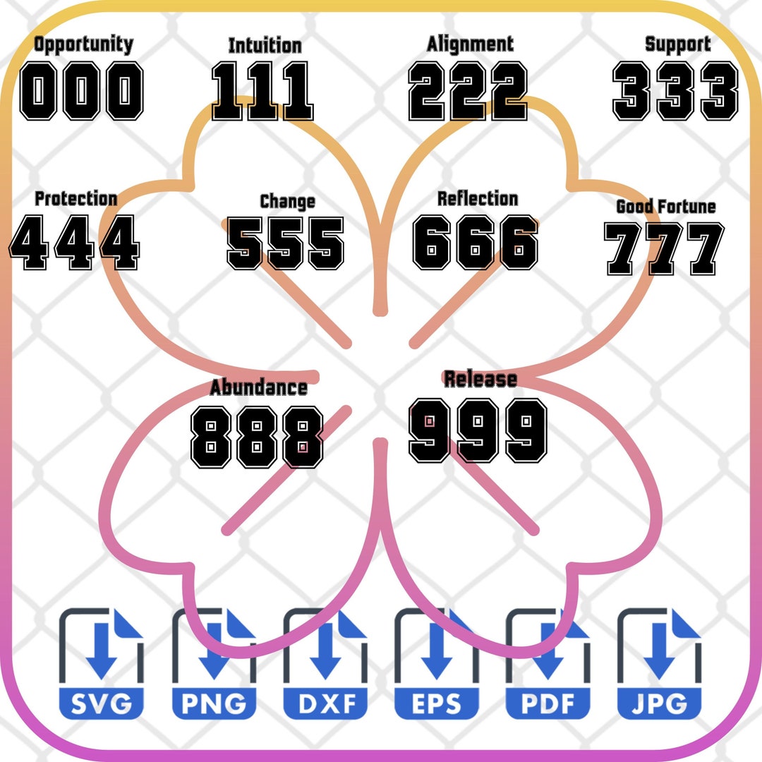 Angel Numbers Bundle SVG, Png, Eps, Dxf, Pdf, Digital Cut File, Cricut ...