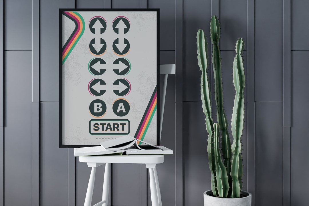 Konami Code Poster, Contra Code Art, Gaming Room Wall Decor, Videos ...