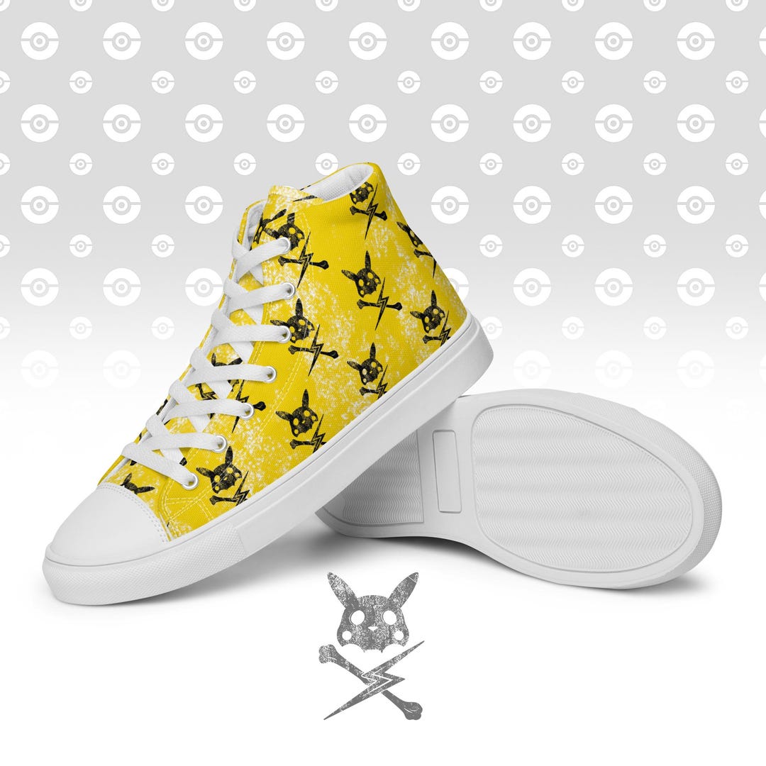 Men's Pikachu Skull High Top Canvas Shoes | Electric Pokemon Sneakers ...