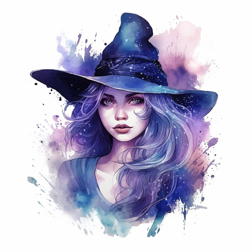 Watercolor Witch Clipart Set: Beautiful Purple & Blue Witches - Etsy