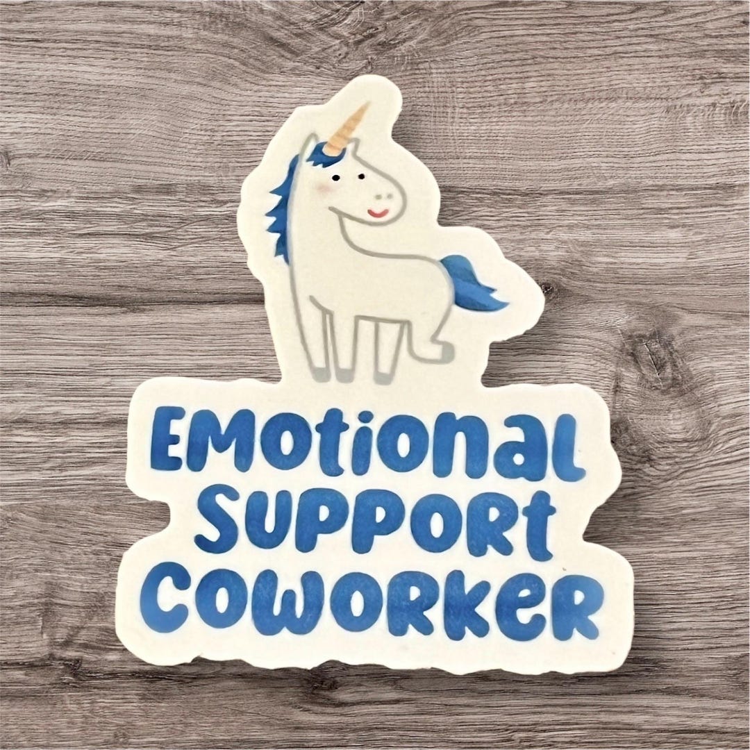 Emotional Support Coworker Unicorn Sticker - Funny Office Gift - Etsy
