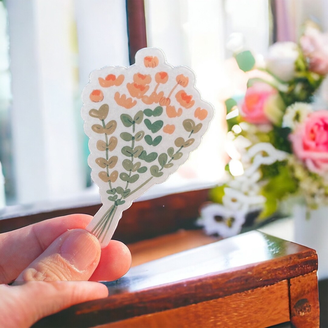 Pastel Watercolor Flower Bouquet Sticker Wildflower and Mason Jar ...