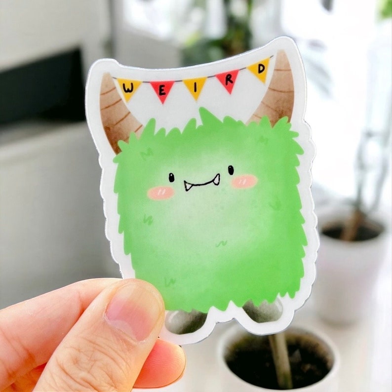 Cute Monster Vinyl Sticker - Green | Weird Monster | Monster SVG ...