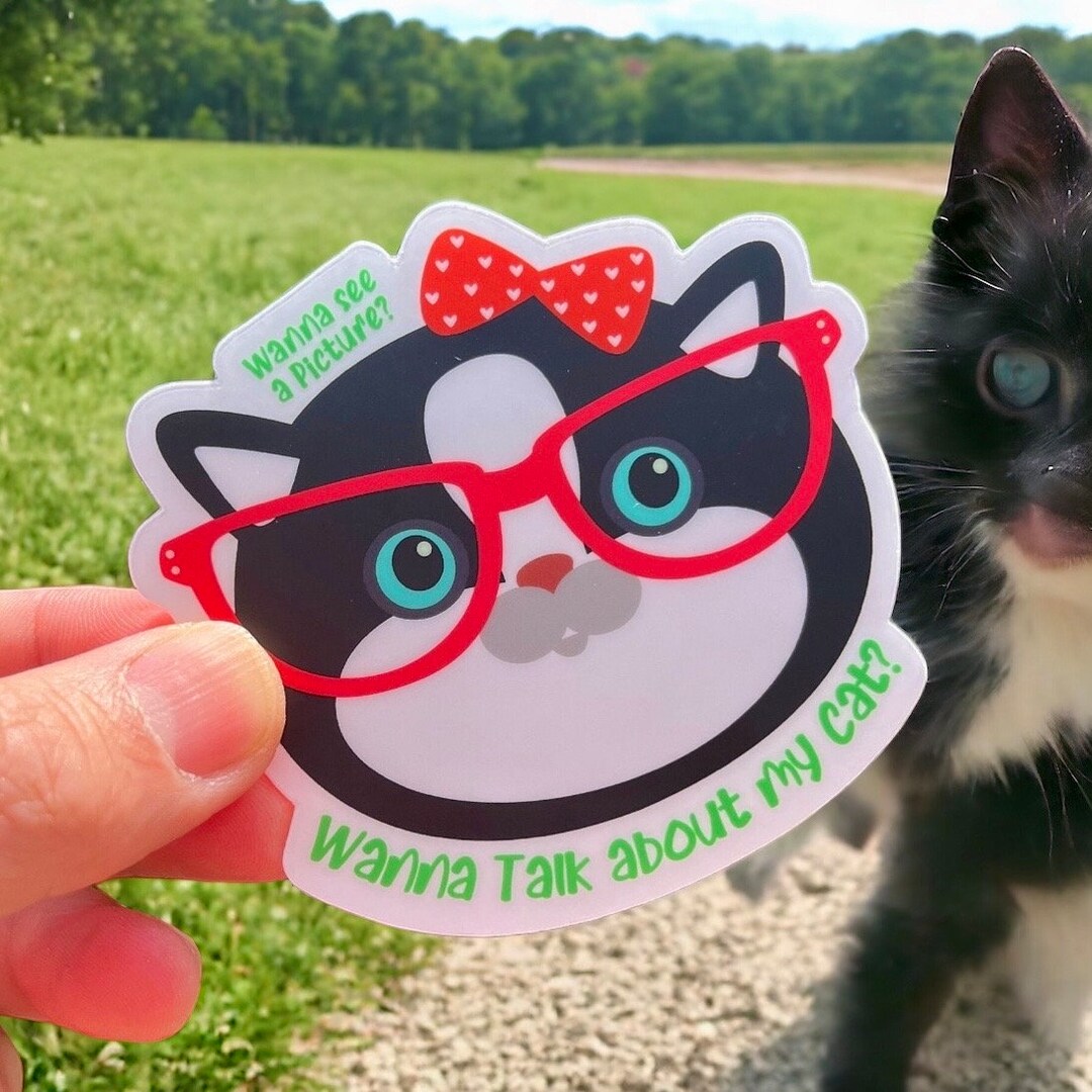 Wanna Talk About My Cat Sticker | Cat Lovers | Cat Gift | Icebreaker ...