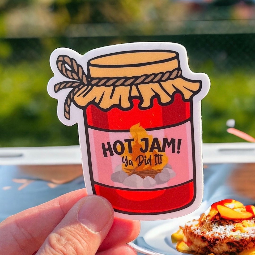 Hot Jam Vinyl Sticker Pun Stickers Food Pun Congratulations Sticker ...