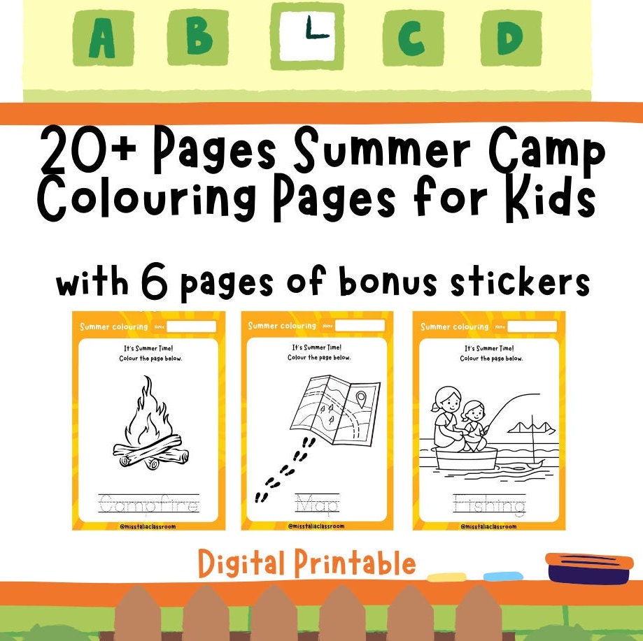20 Pages Summer Camp Colouring Pages for Kids Fun Printable of Nature ...