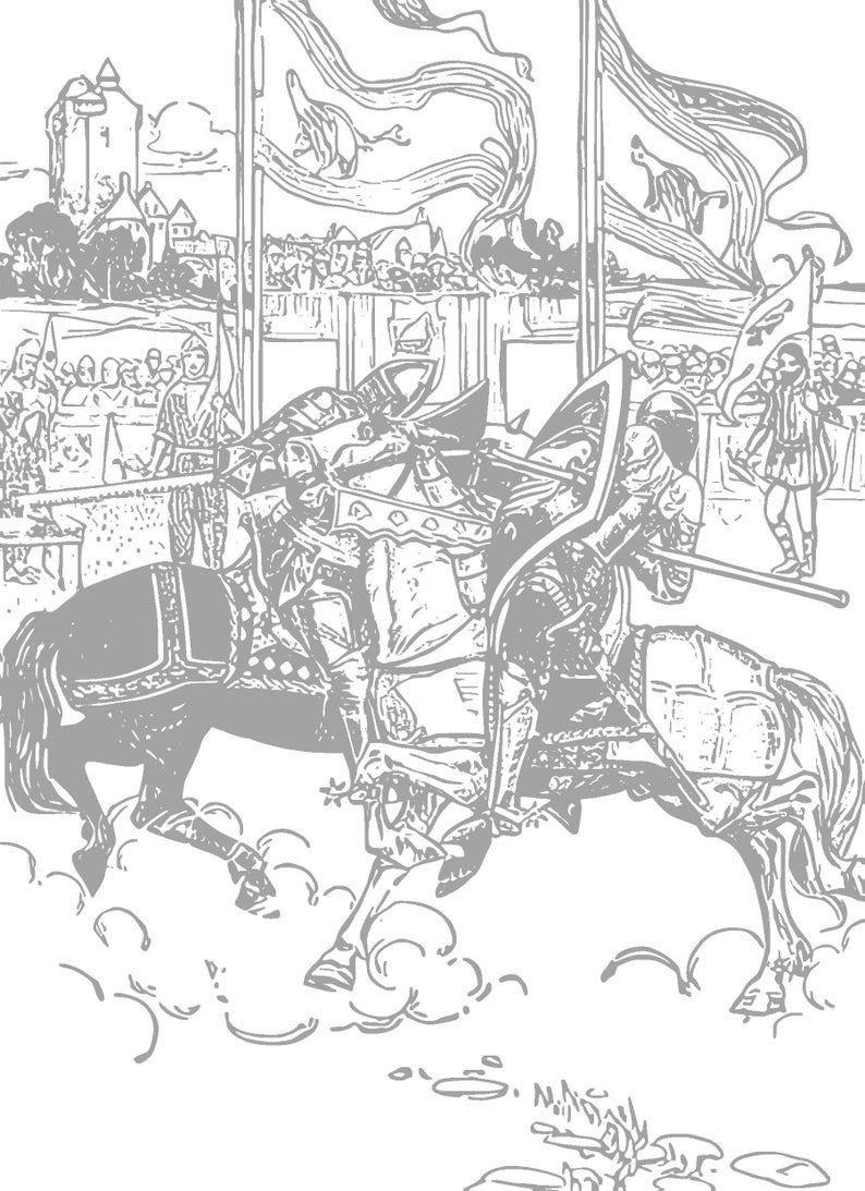 Knights for Coloring Vintage Digital Bundle Download Hand Drawn ...