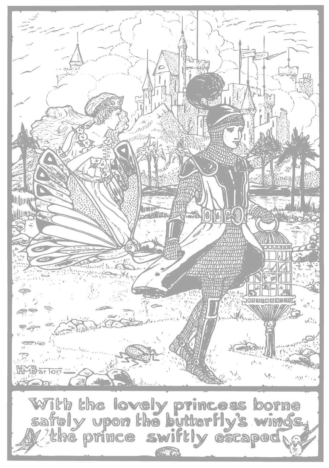 A Giant Tale for Coloring Vintage Digital Bundle Download Hand Drawn ...