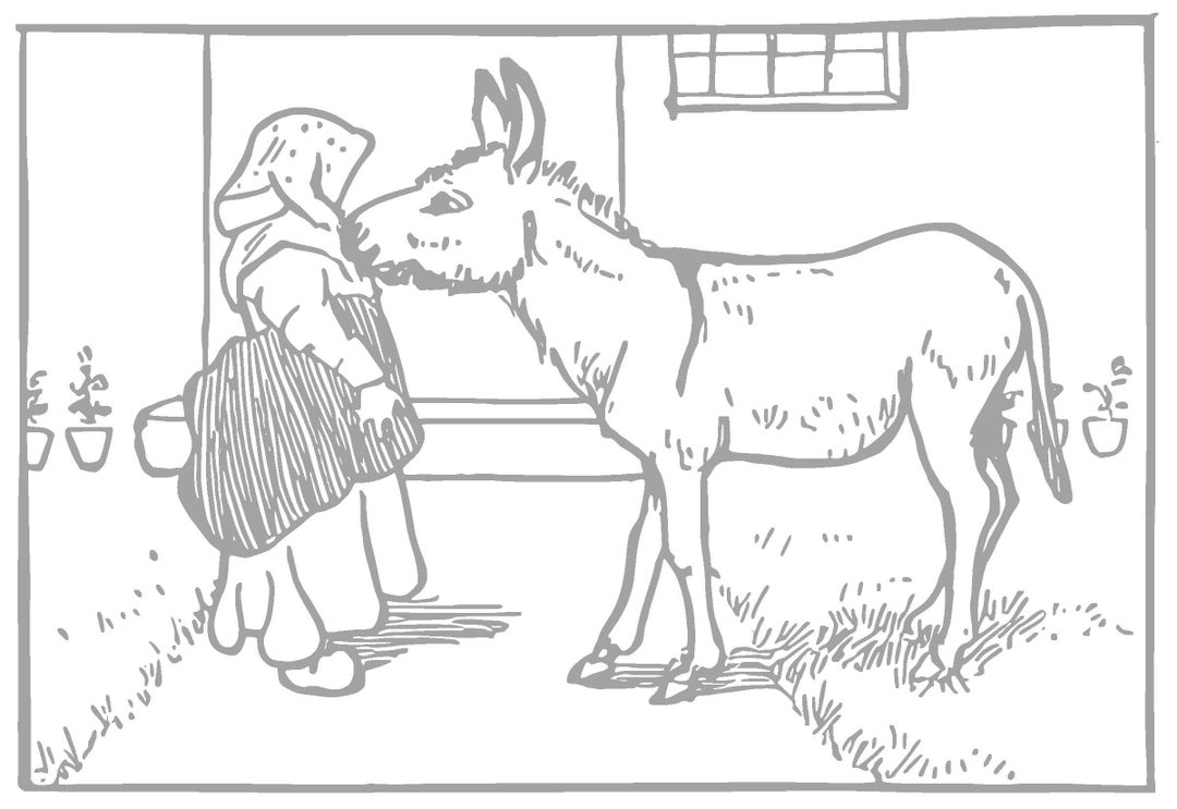Donkeys for Coloring Vintage Digital Bundle Download Hand Drawn ...