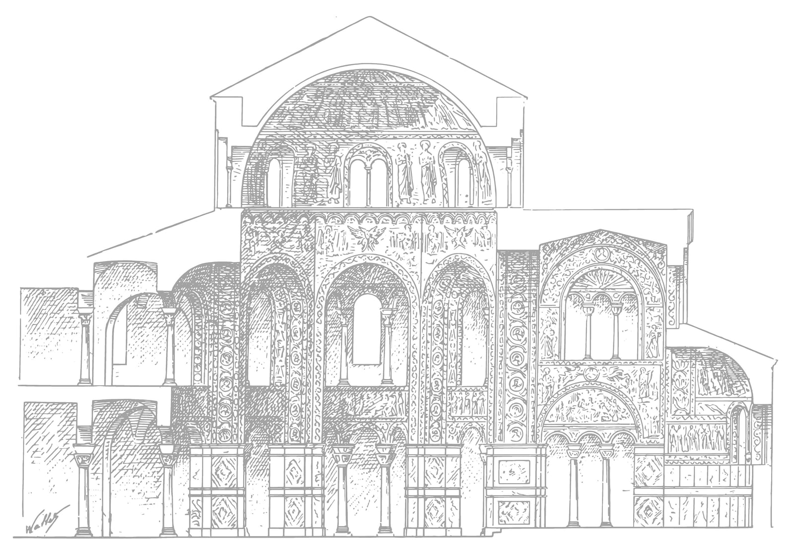 Roman Architecture for Coloring Vintage Digital Download Hand Drawn ...