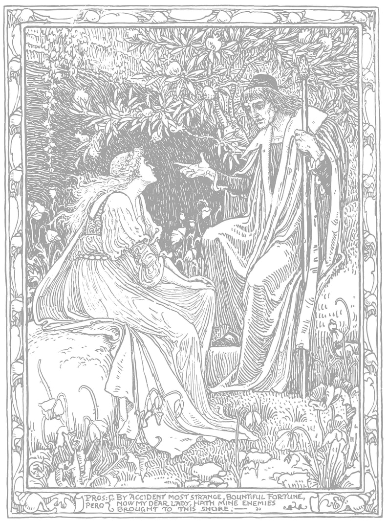 Vintage Shakespeare Coloring Book, the Tempest, Hand-drawn ...