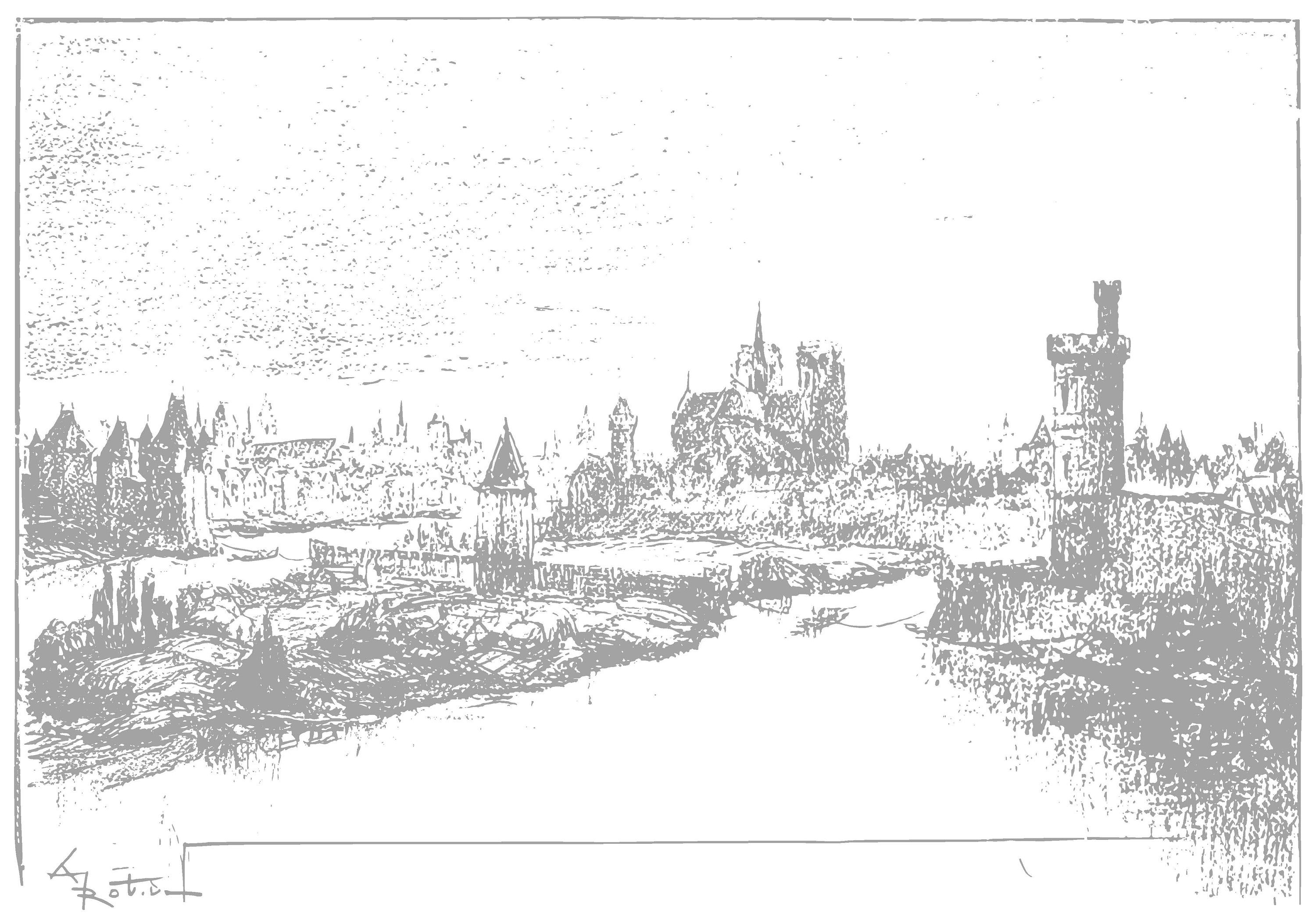 French Architecture 1 for Coloring Vintage Digital Download Hand Drawn ...