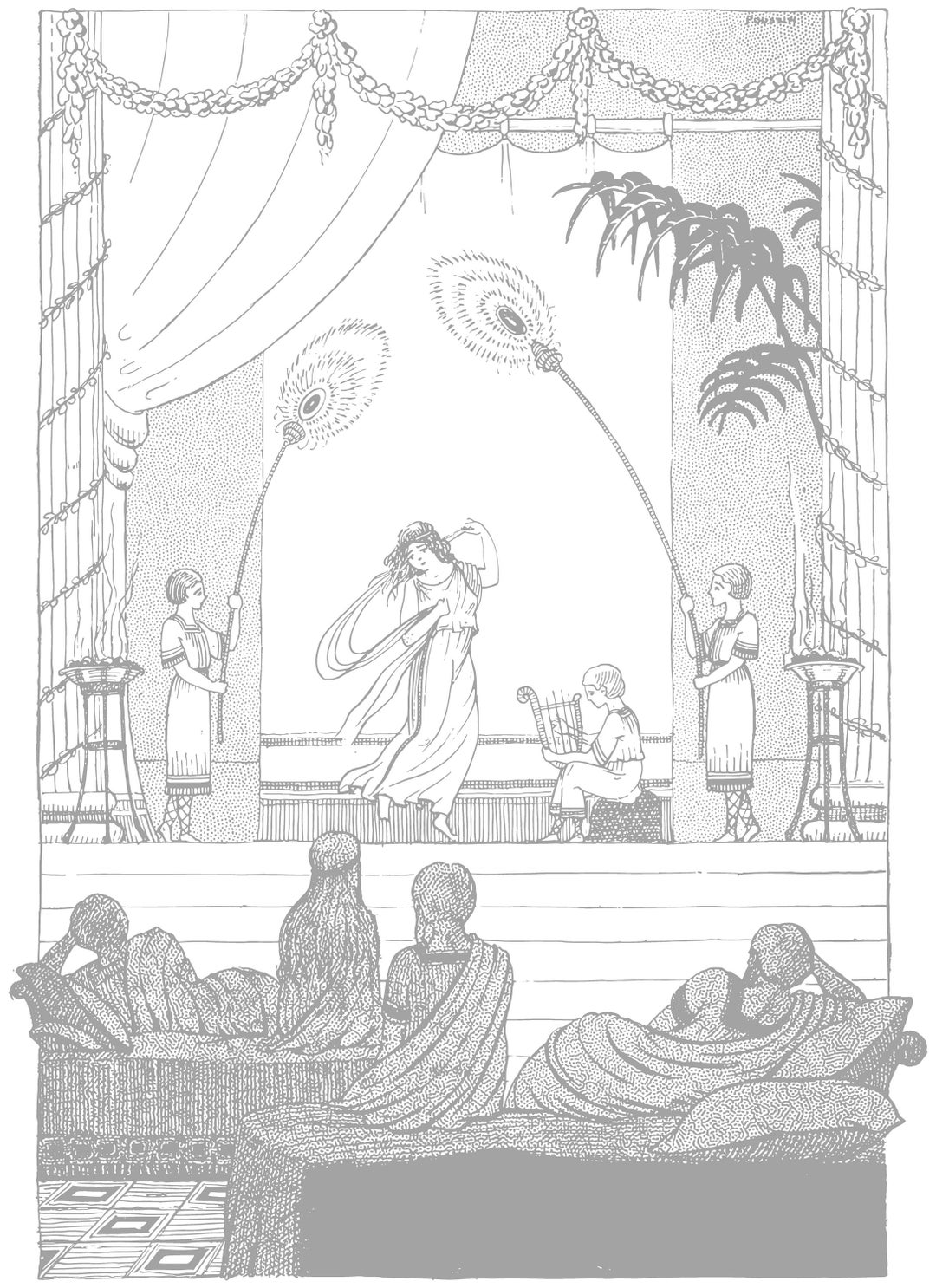 Vintage Stage Scene Coloring Page | Detailed Digital Art (SVG) Coloring ...