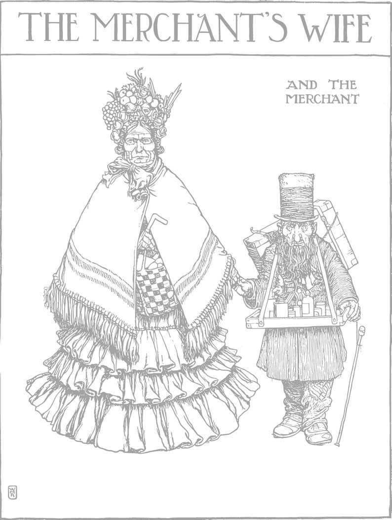 The Merchant for Coloring Vintage Digital Bundle Download Hand Drawn ...