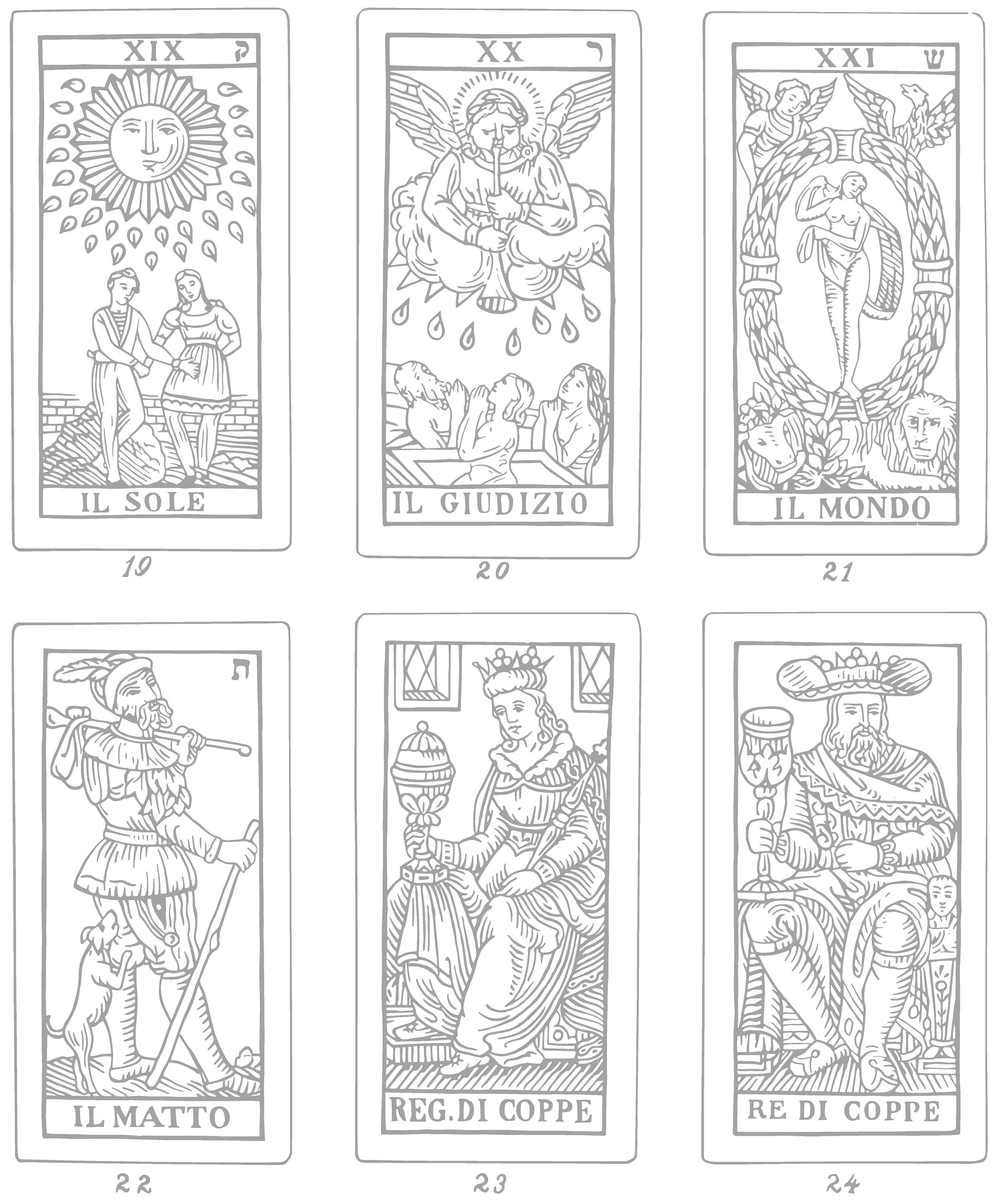 Tarot Cards for Coloring Vintage Digital Bundle Download Hand Drawn ...