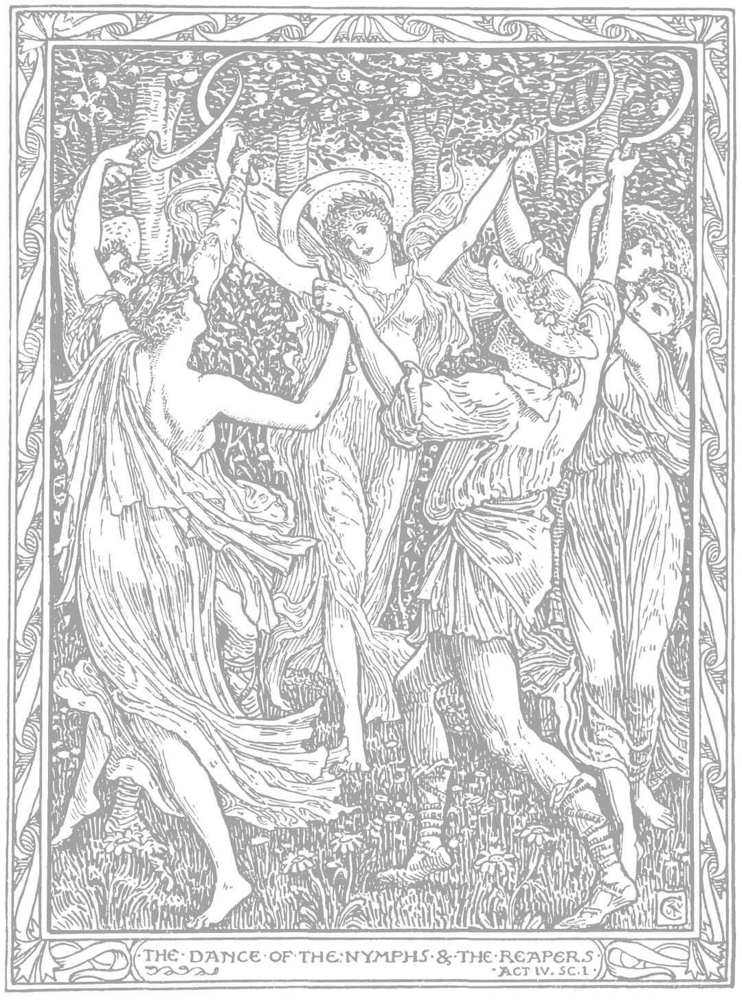 Vintage Shakespeare Coloring Book, the Tempest, Hand-drawn ...