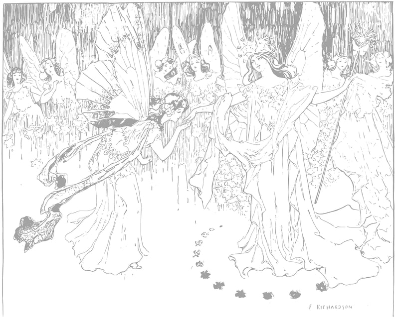 Vintage Fairy Coloring Pages: Hand-drawn Fantasy Illustrations (digital ...