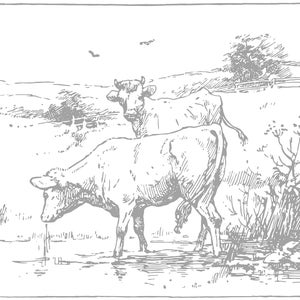 Moo Cow Farm for Coloring Vintage Digital Bundle Download Hand Drawn ...