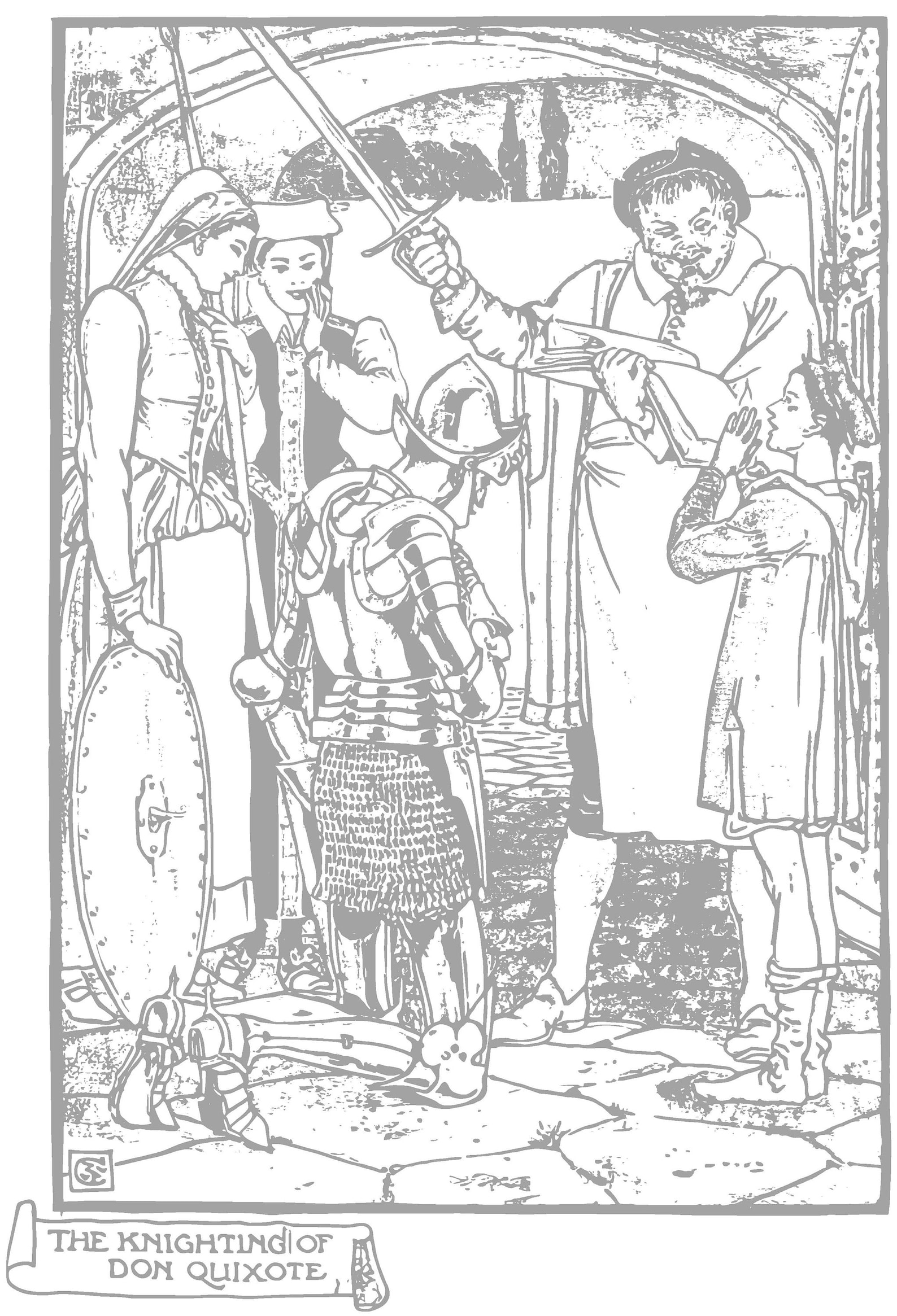 Don Quixote for Coloring Vintage Digital Bundle Download Hand Drawn ...