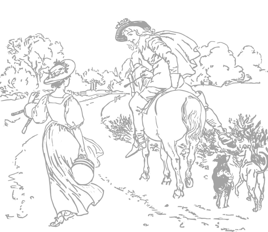 Vintage Milk Maid Coloring Pages, Hand-drawn Illustrations (digital ...