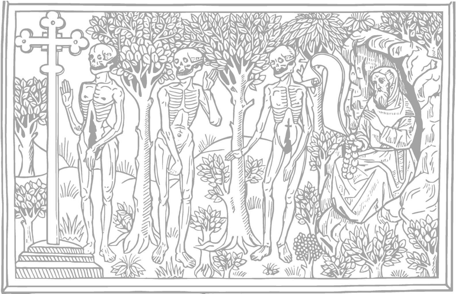 Spooky Skeletons for Coloring Vintage Halloween Print Your Own Hand ...
