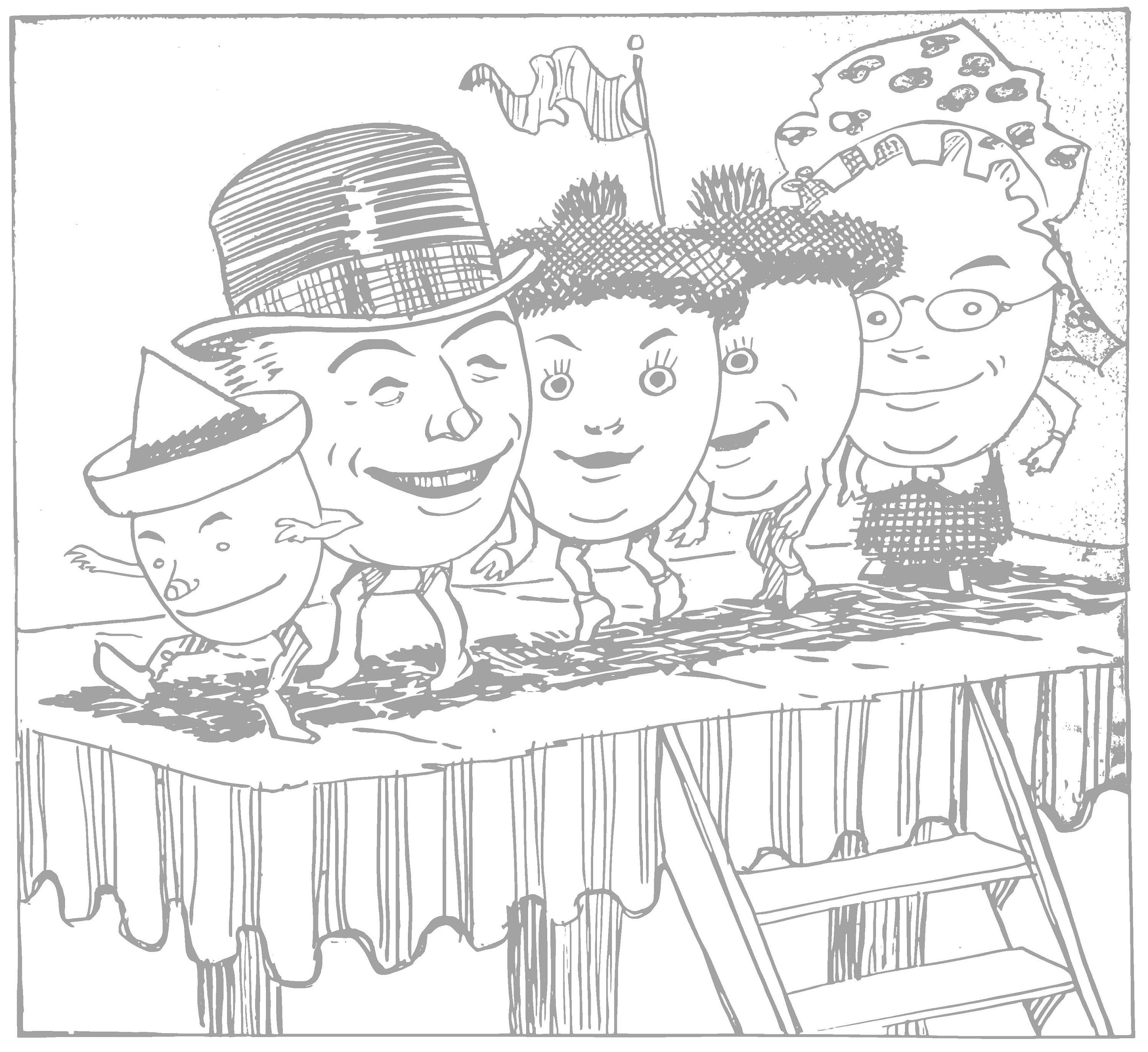 Vintage Roly Poly Coloring Book Pages, Hand-drawn Illustrations ...