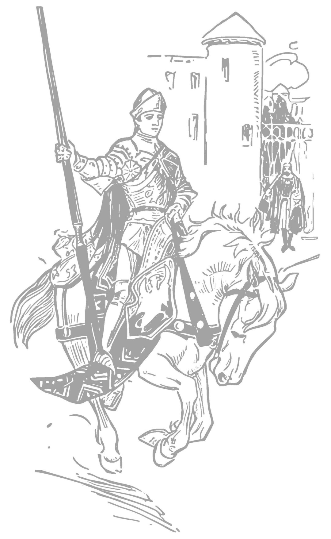 Knights for Coloring Vintage Digital Bundle Download Hand Drawn ...
