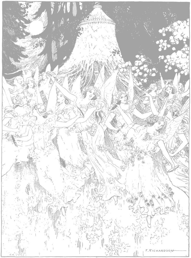 Vintage Fairy Coloring Pages: Hand-drawn Fantasy Illustrations (digital ...