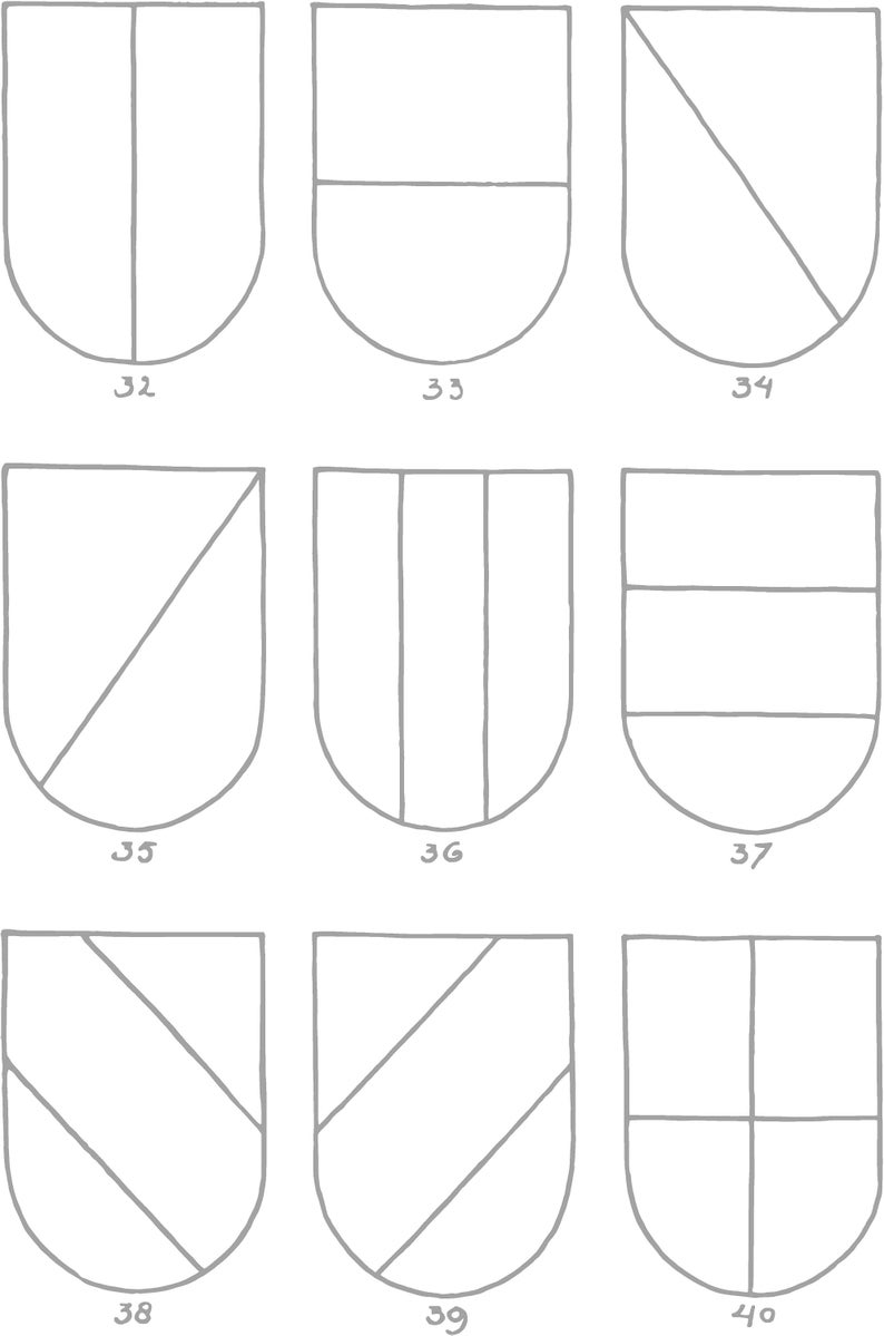 Heraldry Designs for Coloring Vintage Digital Bundle Download Hand ...