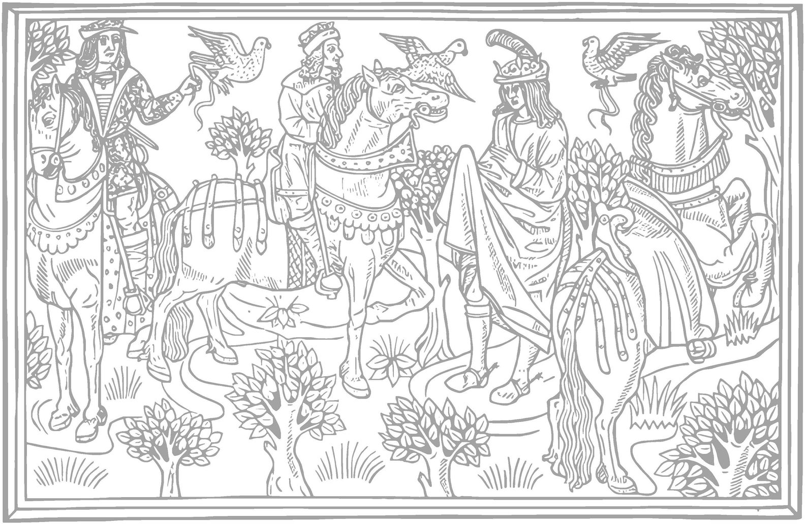 Spooky Skeletons for Coloring Vintage Halloween Print Your Own Hand ...