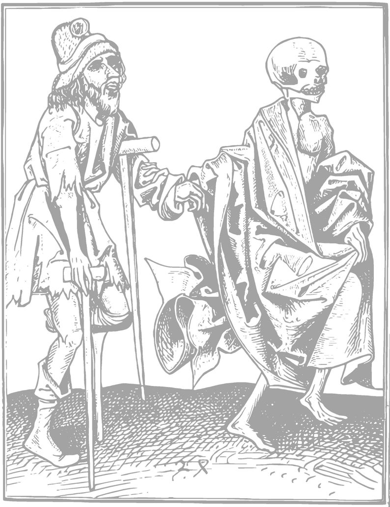Spooky Skeletons for Coloring Vintage Halloween Print Your Own Hand ...
