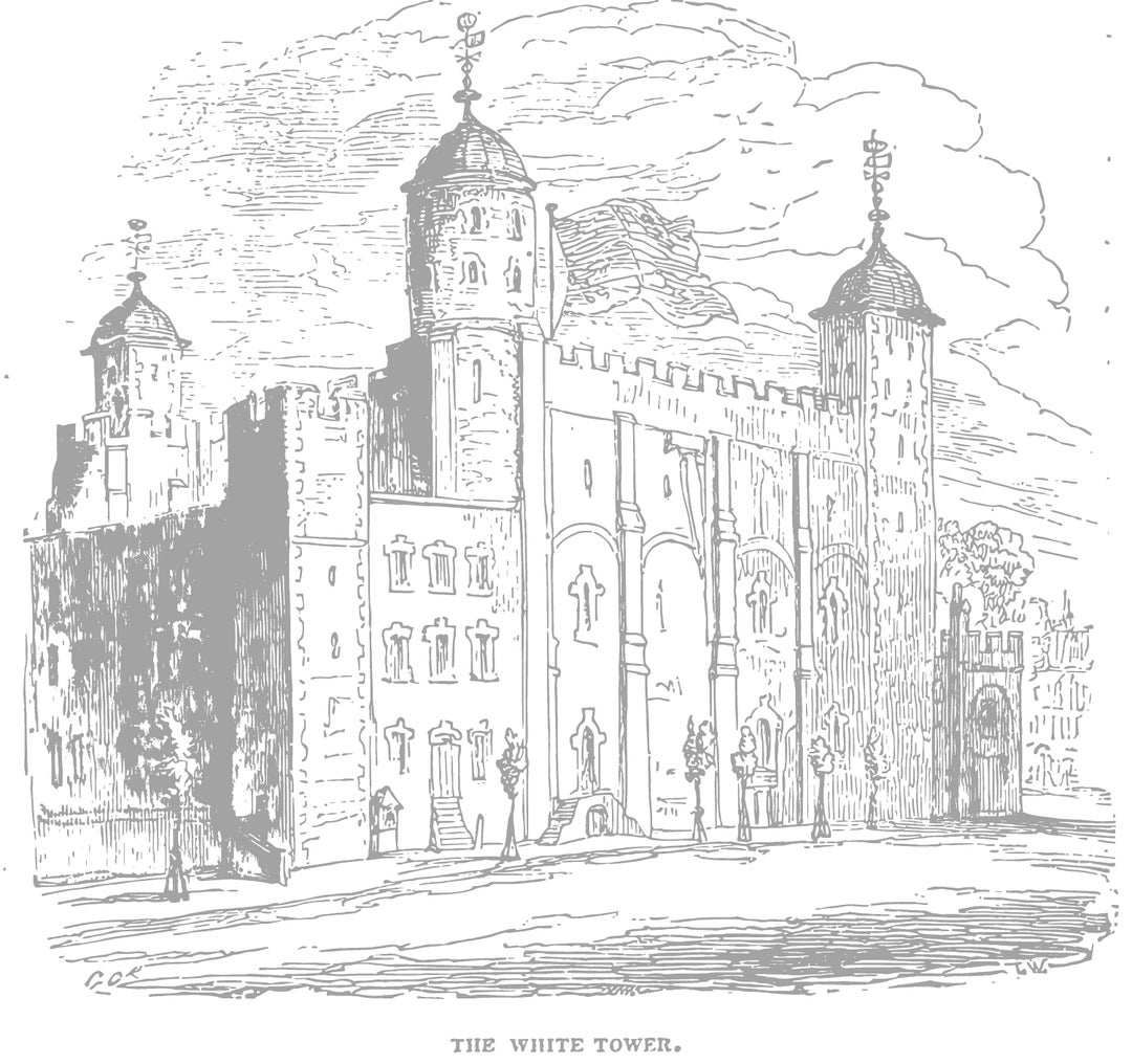 Tower of London for Coloring Vintage Digital Bundle Download Hand Drawn ...