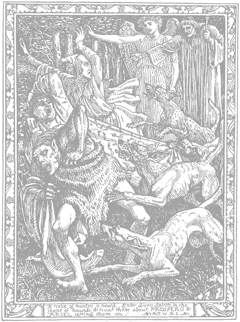 Vintage Shakespeare Coloring Book, the Tempest, Hand-drawn ...