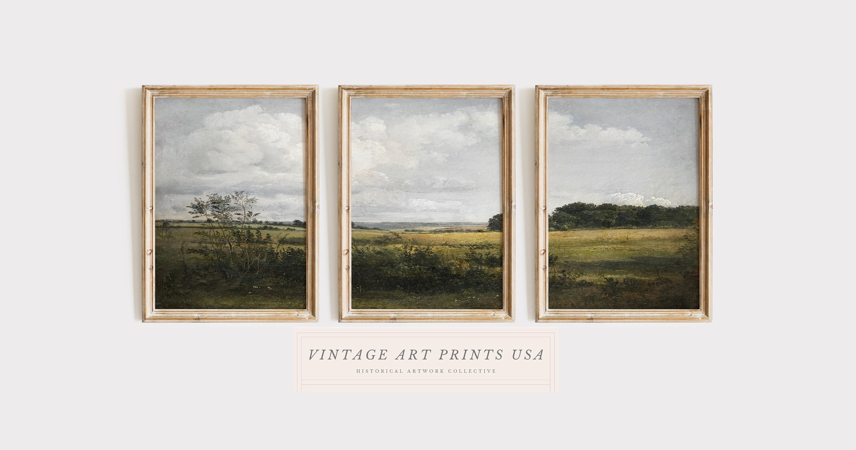 PRINTABLE Vintage Wall Art Three Panel Set Antique - Etsy