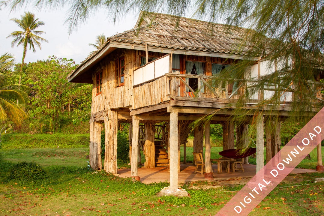 South East Asian Wood House Digital Download Wall Art Digital Print Jpg ...