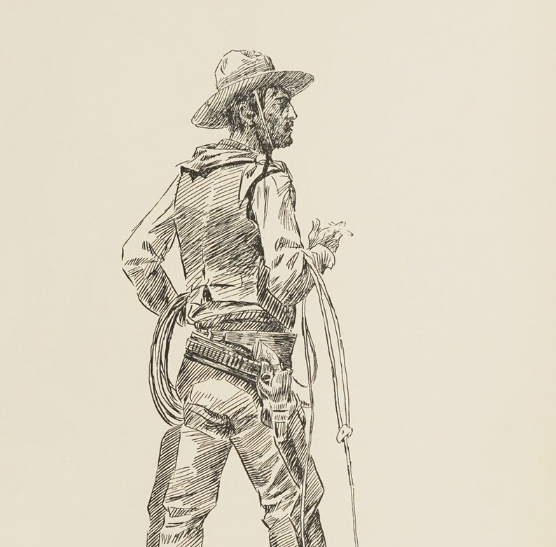 Vintage Cowboy Sketch Digital Download - Single Image - Printable ...